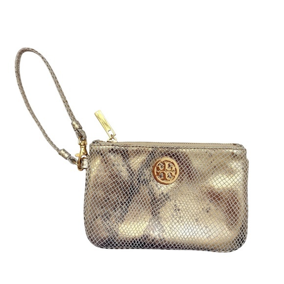 Tory Burch | Bags | Tory Burch Metallic Snakeskin Embossed Gold ...